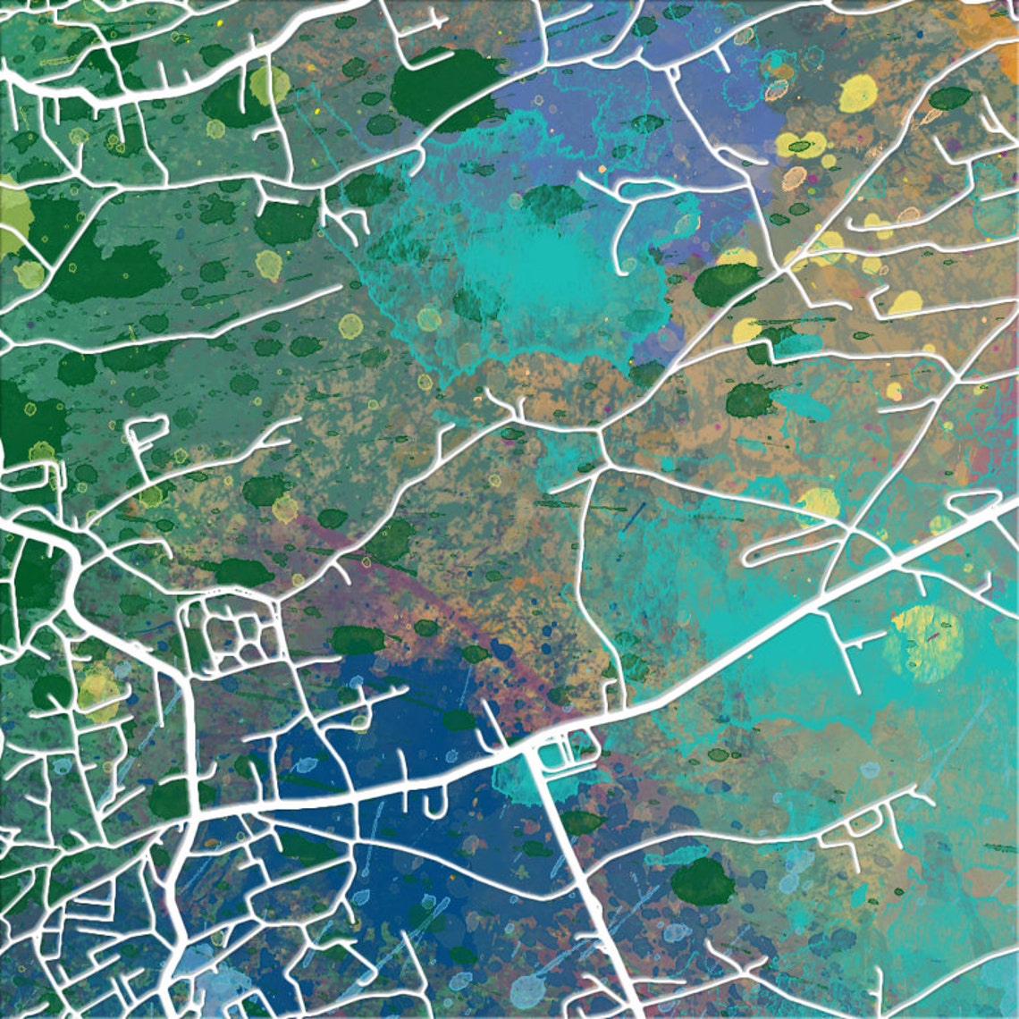 Santorini Map - City Street Map Santorini, Fira, Greece - Art Print ...