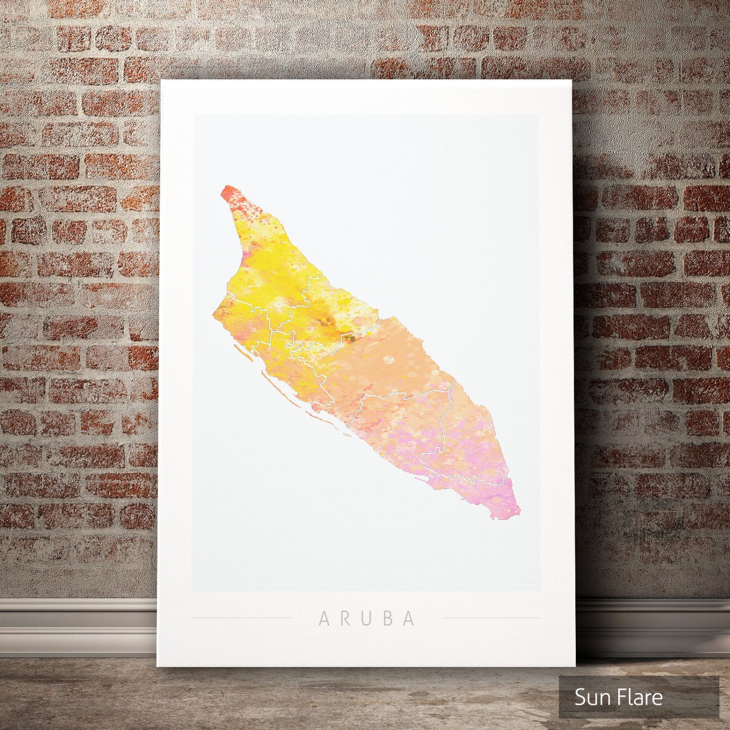 Aruba Map Country Map of Aruba Art Print Watercolor - Etsy