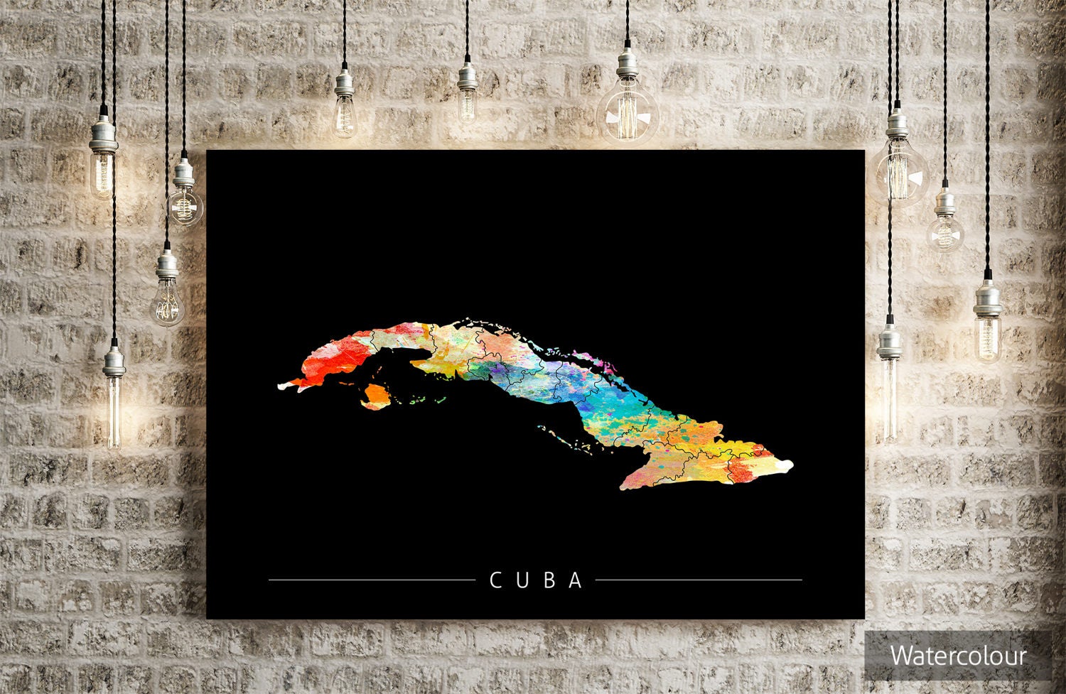 Cuba Map Country Map of Cuba Art Print Watercolor | Etsy