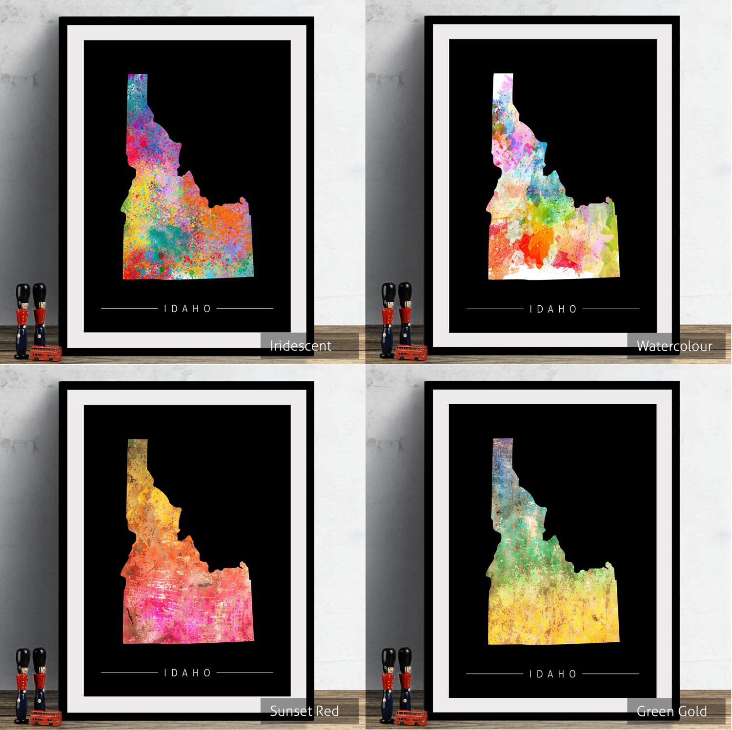 Idaho Map State Map of Idaho Art Print Watercolor - Etsy