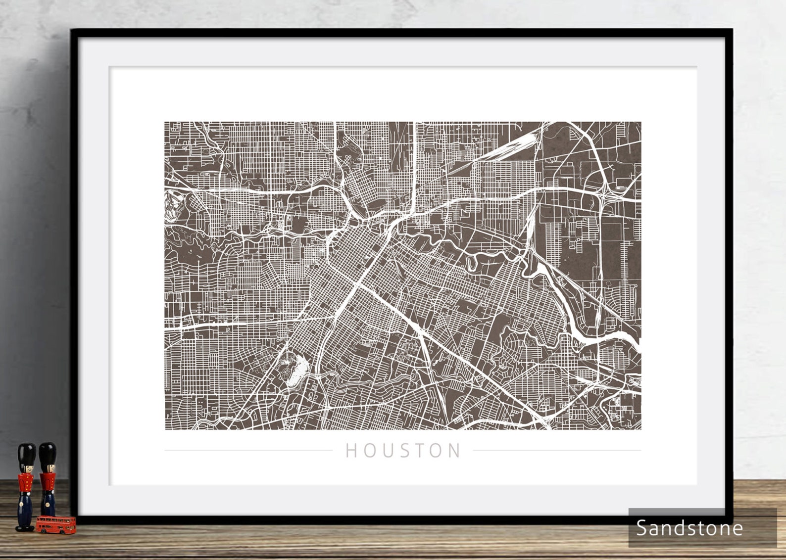 Houston Map - City Street Map of Houston Texas - Art Print Watercolor ...