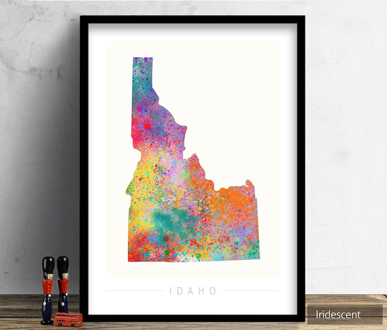 Idaho Map State Map of Idaho Art Print Watercolor - Etsy