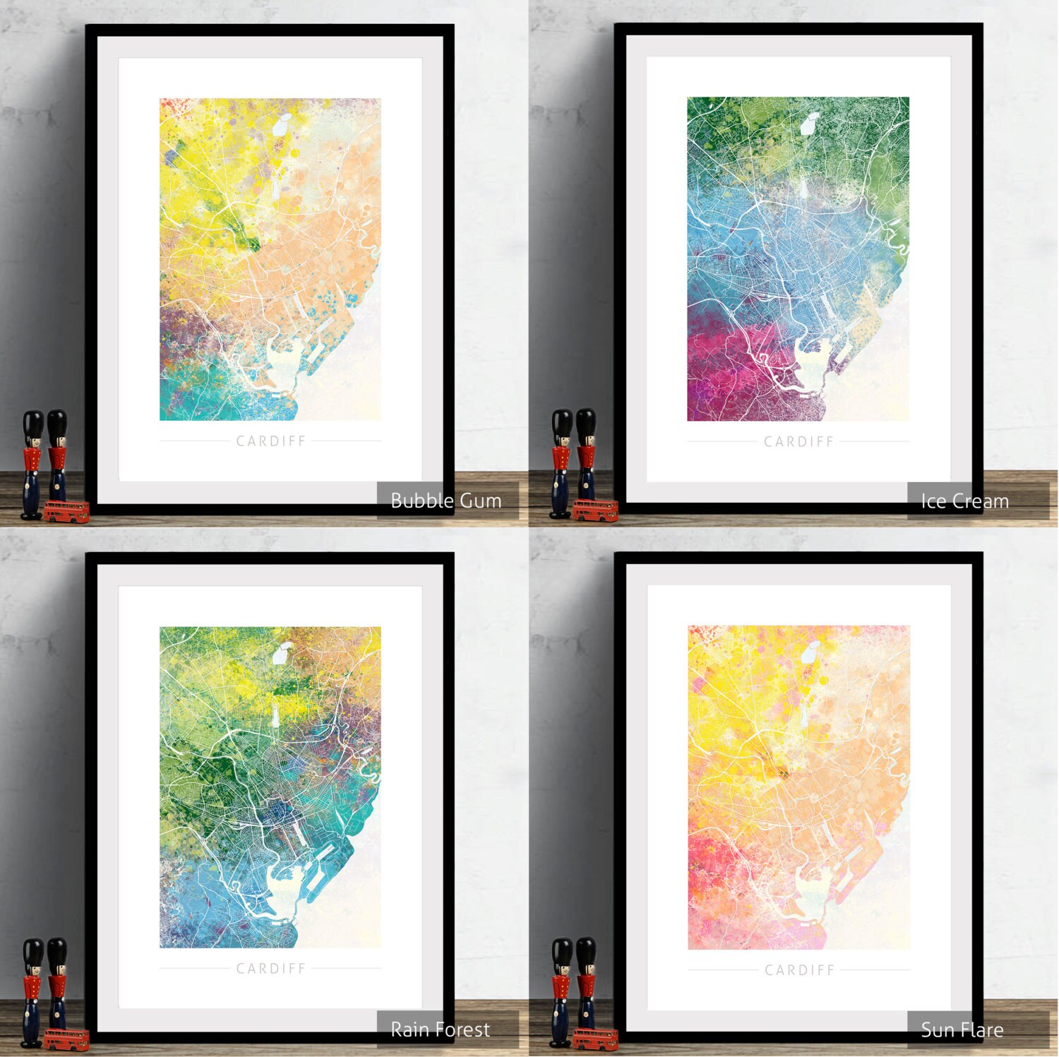 Cardiff Map City Street Map of Cardiff Wales Art Print - Etsy