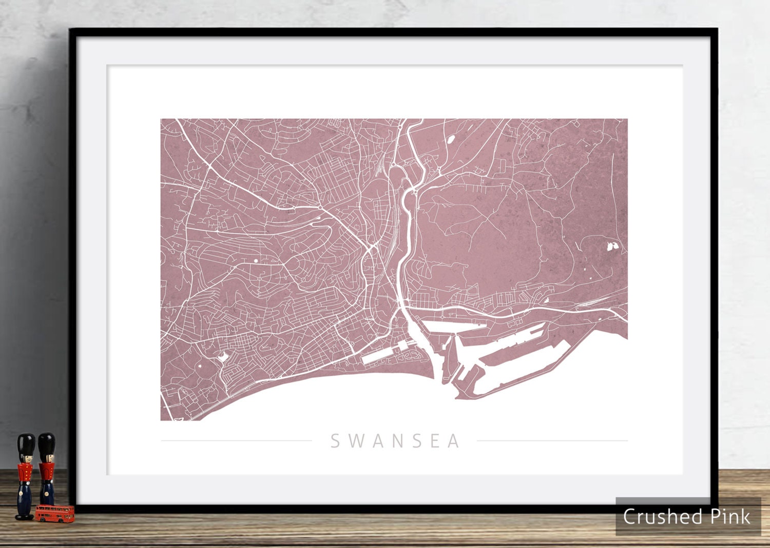 Swansea Map City Street Map of Swansea England UK Art | Etsy