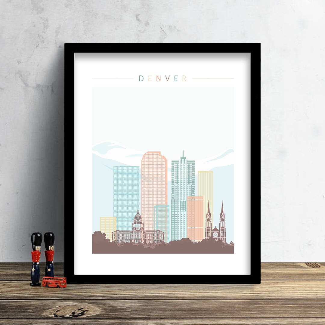 Denver Skyline, Print, Watercolor Print, Wall Art, Colorado Skyline ...