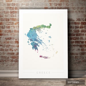 Greece Map - Country Map of Greece - Art Print Watercolor Illustration ...