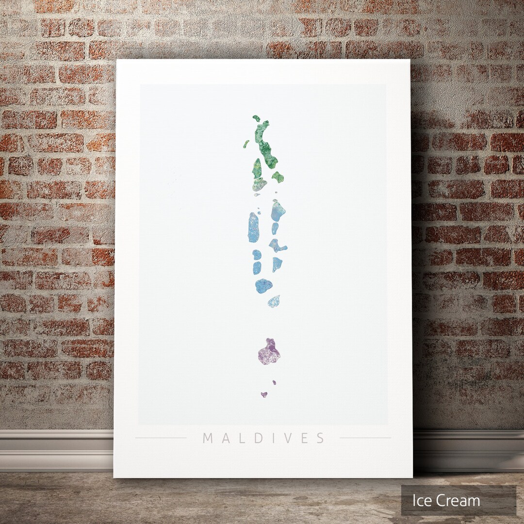 Maldives Map - Country Map of Maldives - Art Print Watercolor ...