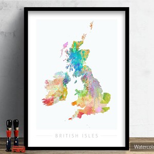 Britain & Ireland UK Map - Country Map of British Isles - Art Print ...