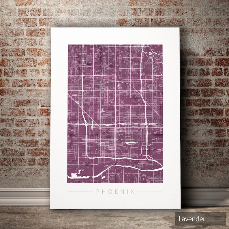 Phoenix Map City Street Map of Phoenix Arizona Art Print | Etsy