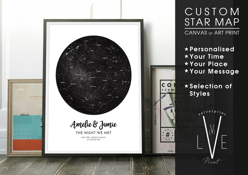 Star Chart Custom Star Map Personalised Anniversary Gift - Etsy