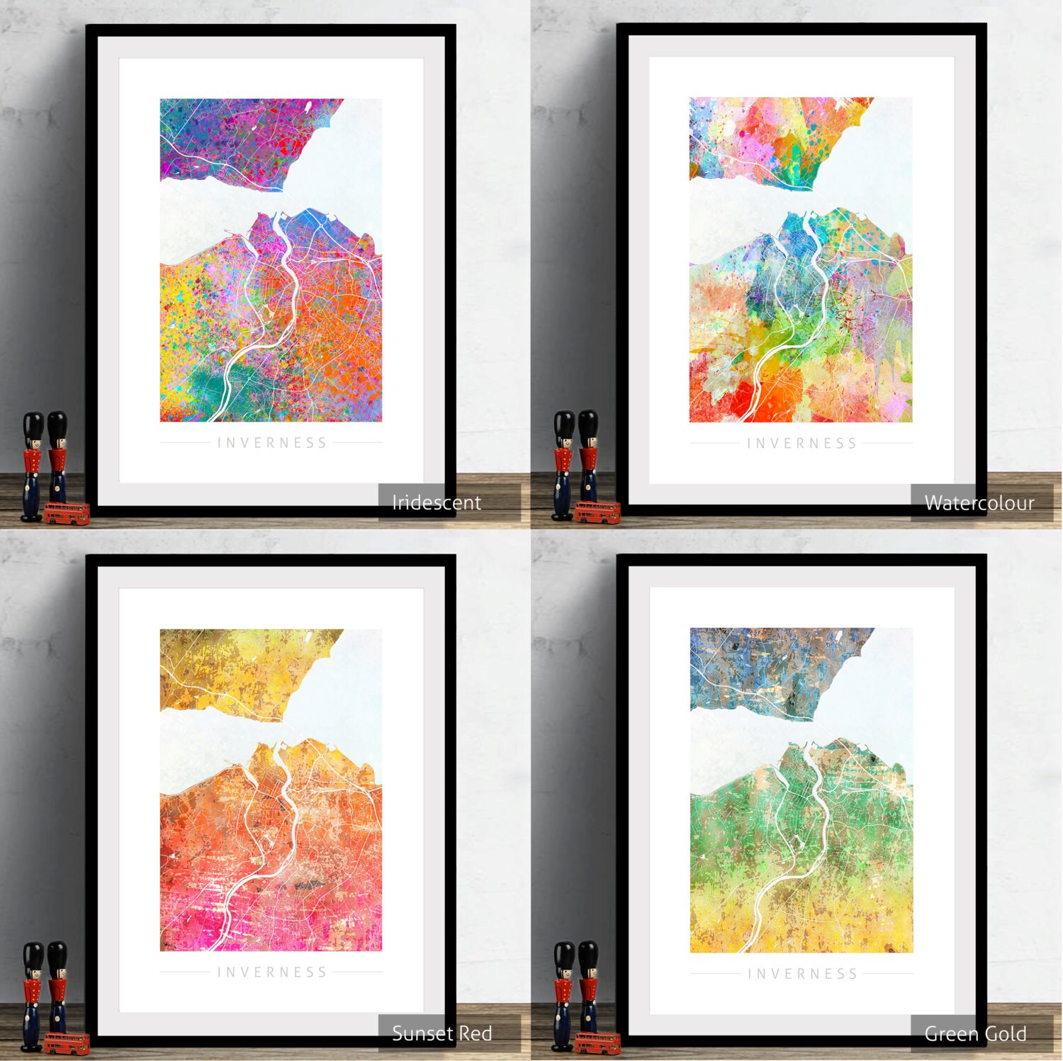 Inverness Map City Street Map of Inverness England Art - Etsy