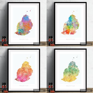 Mauritius Map - Island Map of Mauritius - Art Print Watercolor ...