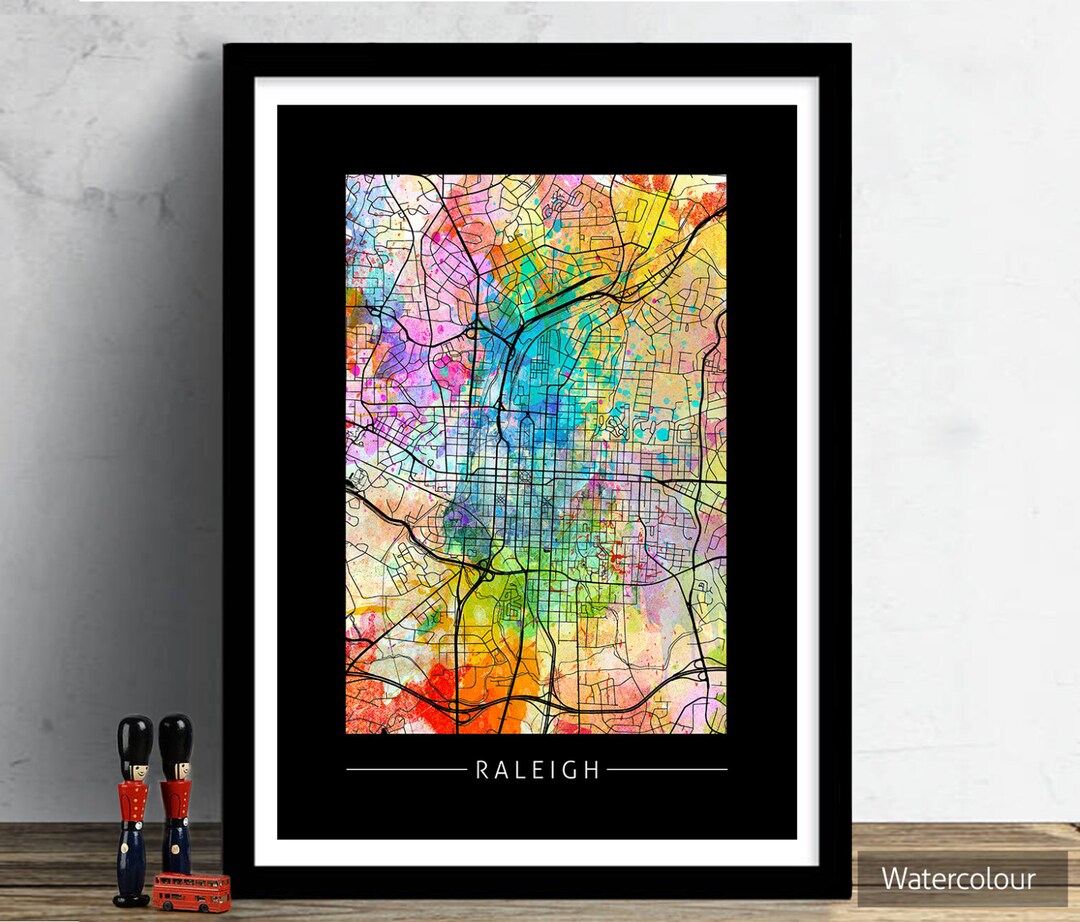 Raleigh Map - City Street Map of Raleigh, North Carolina - Art Print ...