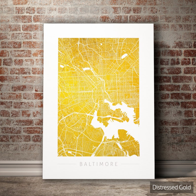 Baltimore Map - City Street Map of Baltimore, Maryland - Art Print ...