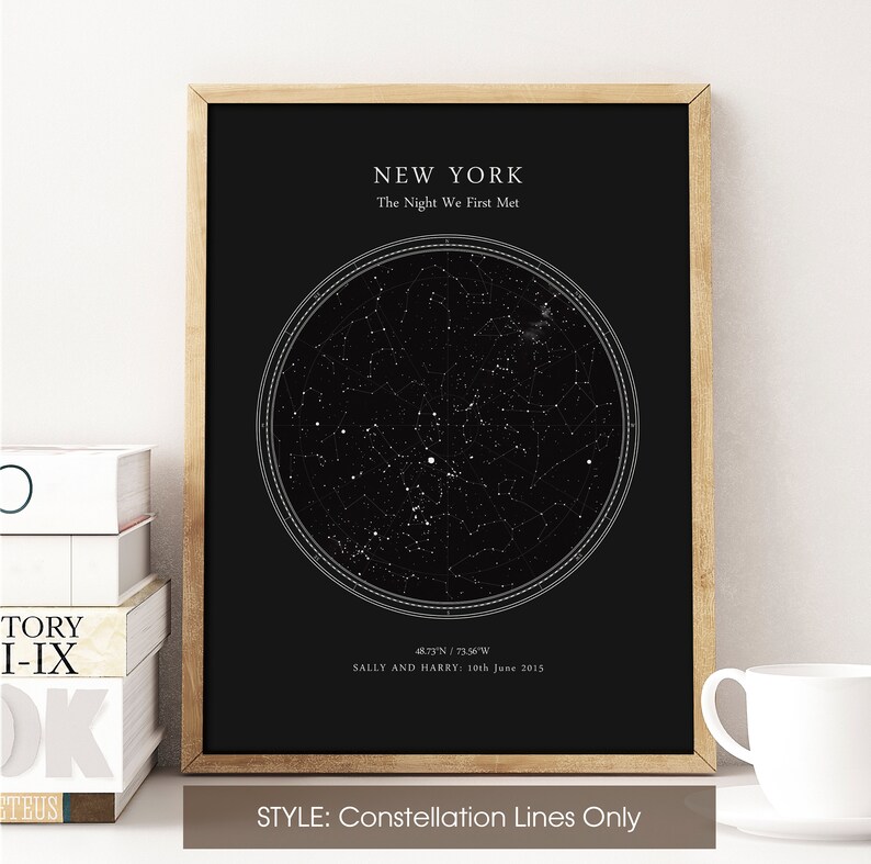 Custom Star Map - BLACK BACKGROUND | Personalised Star Map | Star ...