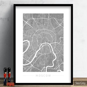 Moscow Map - City Street Map of Moscow, Russia - Art Print Watercolor ...