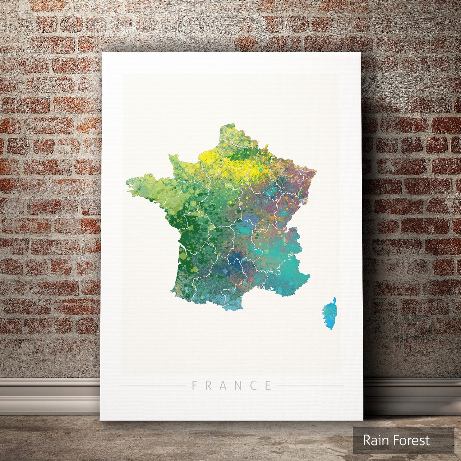 France Map Country Map of France Art Print Watercolor - Etsy