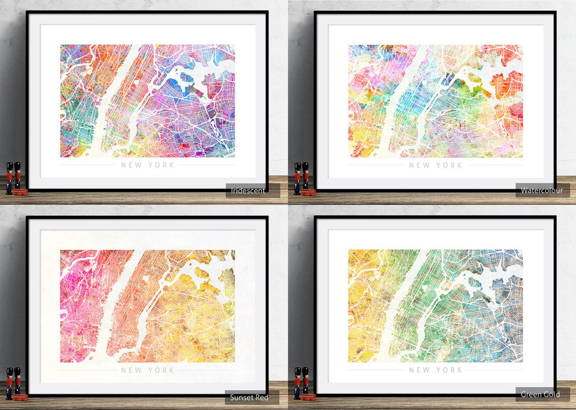 New York Map City Street Map of New York Art Print | Etsy