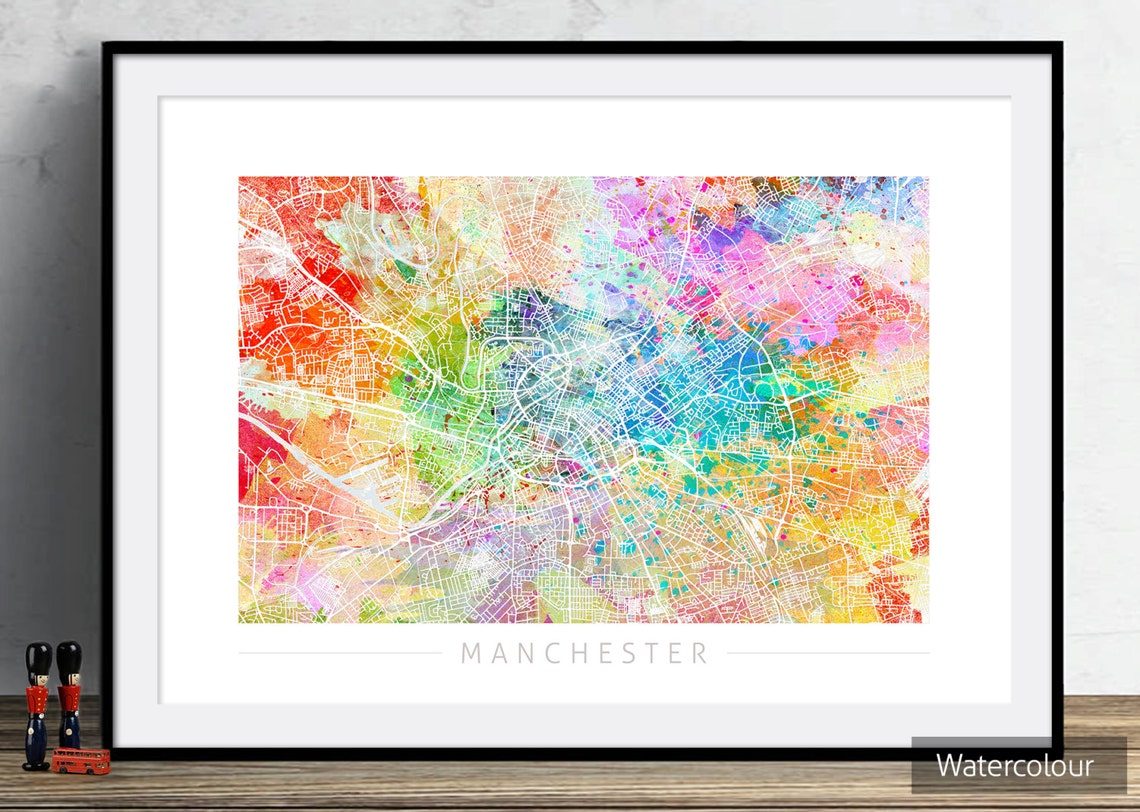 Manchester Map City Street Map of Manchester England Art - Etsy