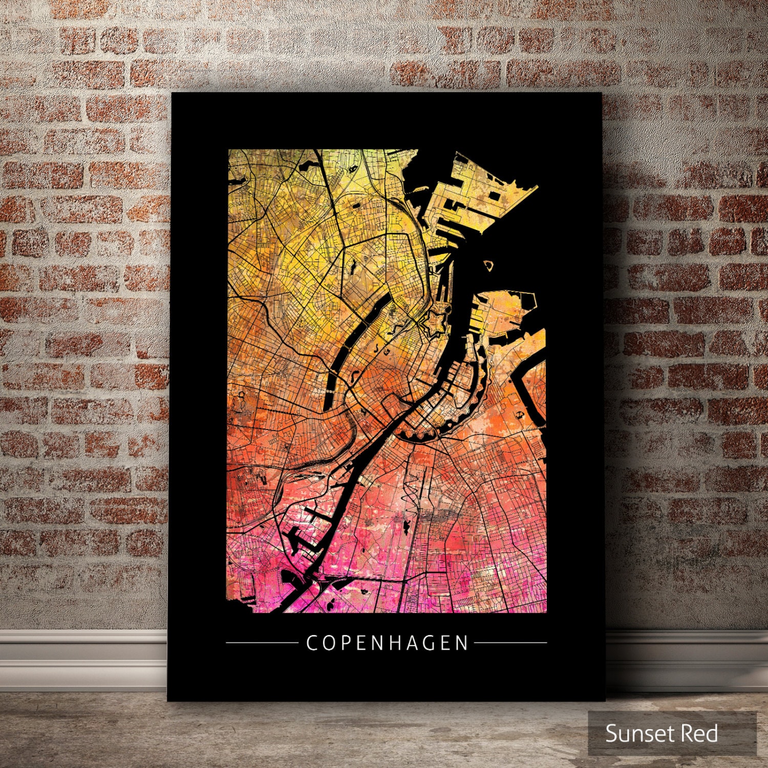 Copenhagen Map City Street Map of Copenhagen Denmark Art | Etsy