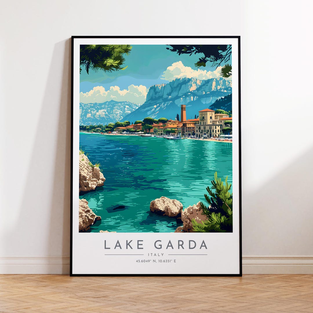 Lake Garda Travel Poster - Italy, Lake Garda Travel Print, Home Decor ...