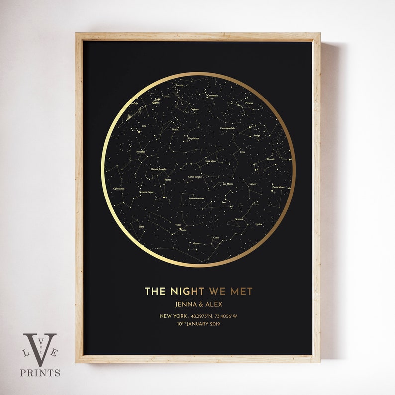 Star Chart, Custom Star Map by Date, Personalised Anniversary Gift ...