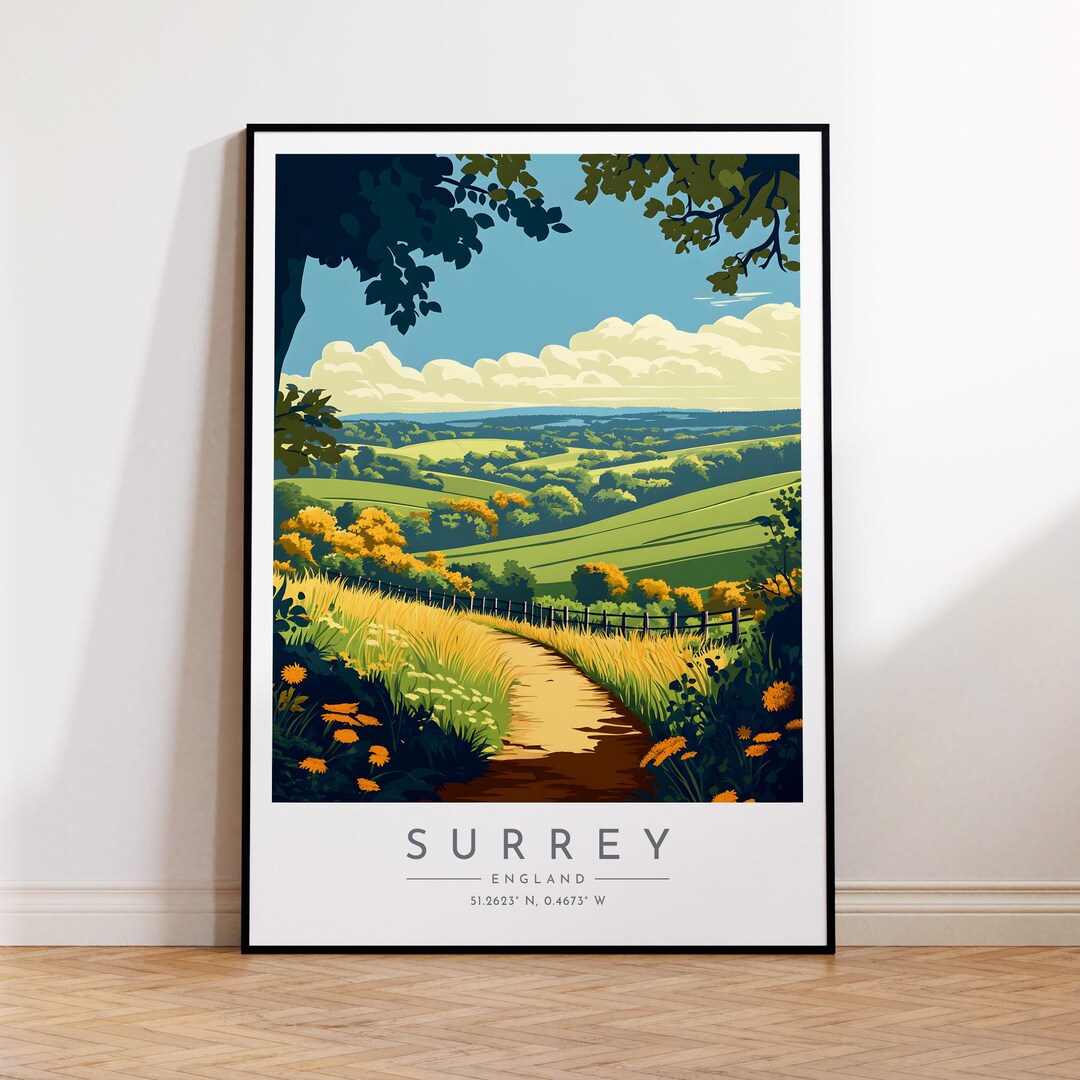 Surrey Travel Poster England, Surrey Travel Print, Home Decor, Print Framed or Canvas - Etsy