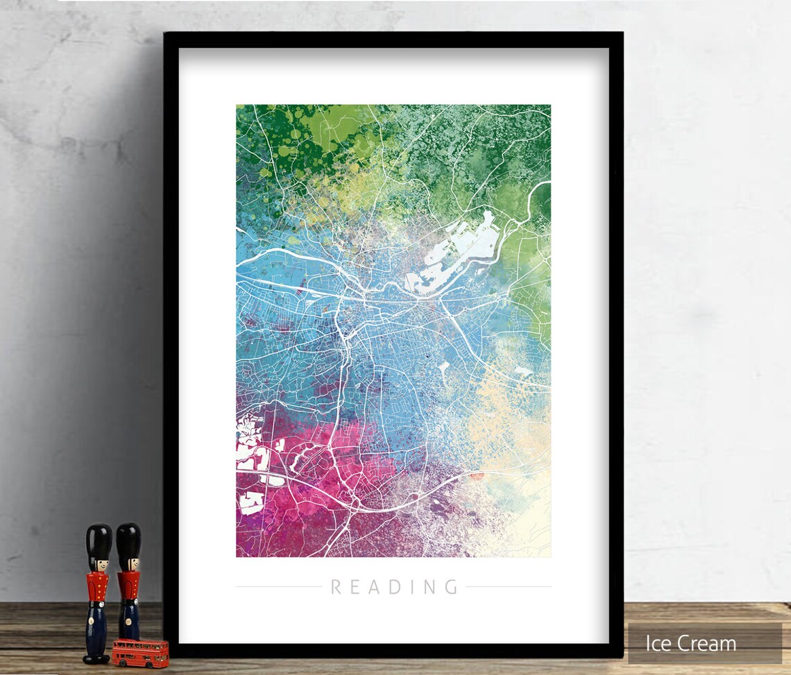 Reading Map City Street Map of Reading England Art Print | Etsy UK