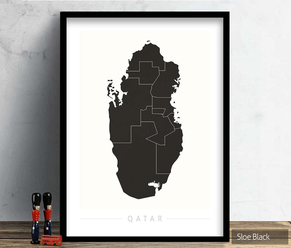 Qatar Map Country Map of Qatar Art Print Watercolor - Etsy