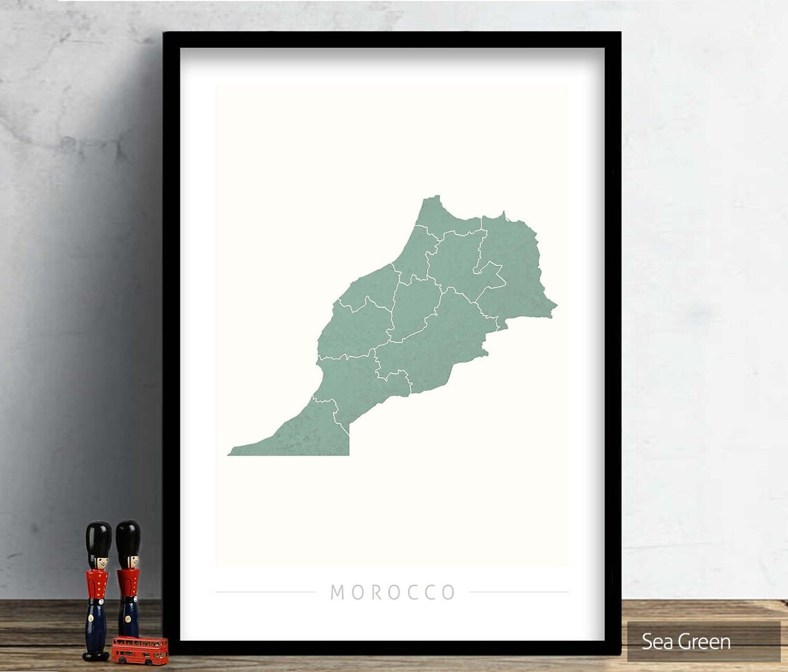Morocco Map Country Map of Morocco Art Print Watercolor - Etsy