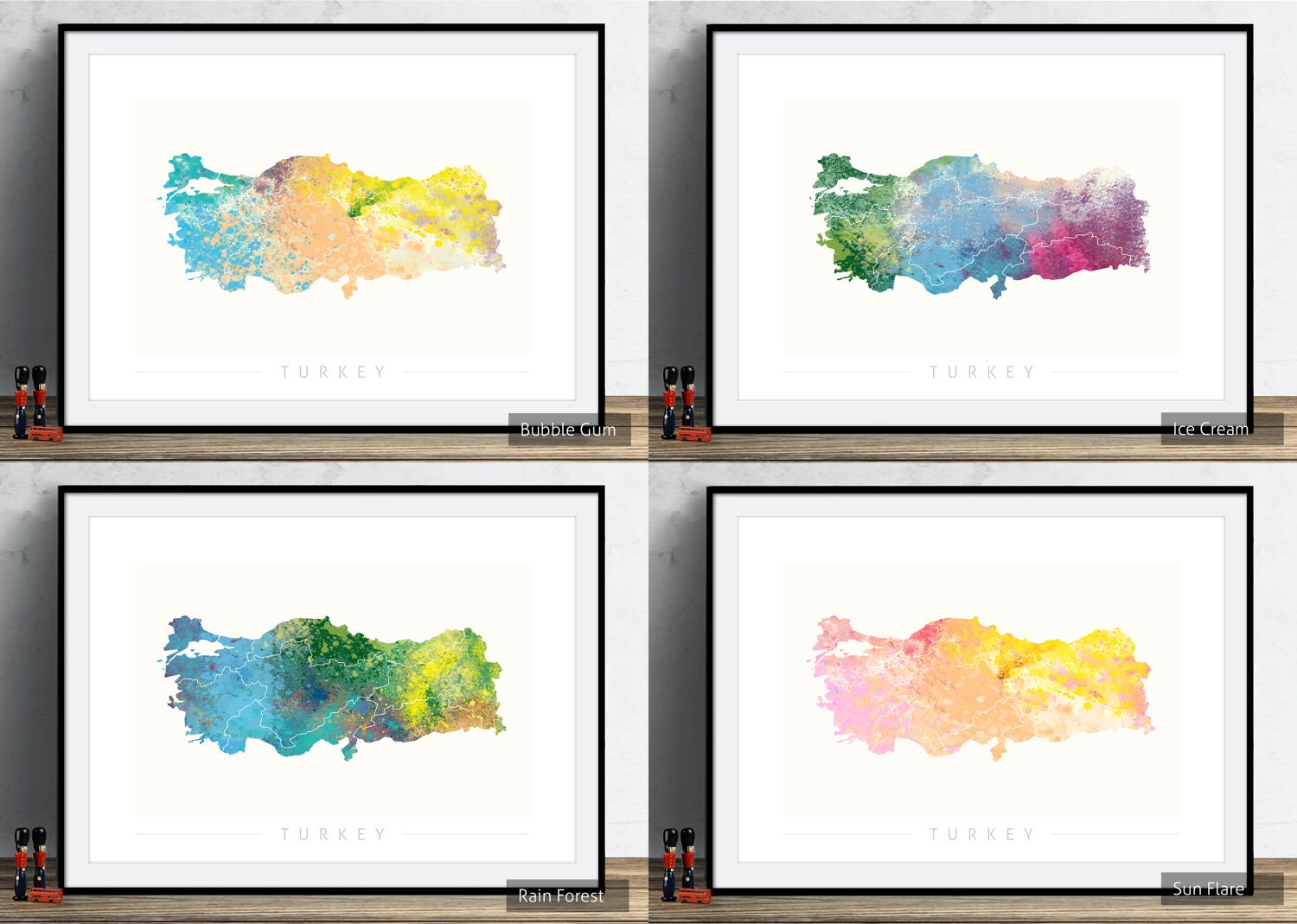 Turkey Map Country Map of Turkey Art Print Watercolor - Etsy