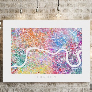 London Map - City Street Map of London England - Art Print Watercolor ...