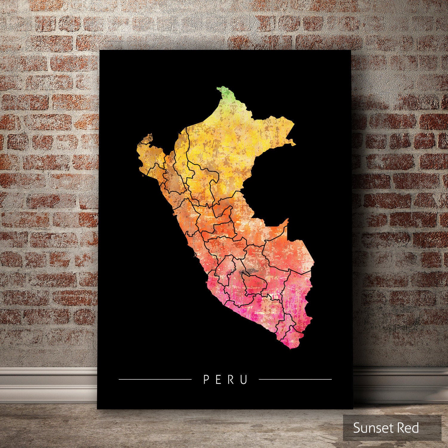 Peru Map Country Map of Peru Art Print Watercolor - Etsy