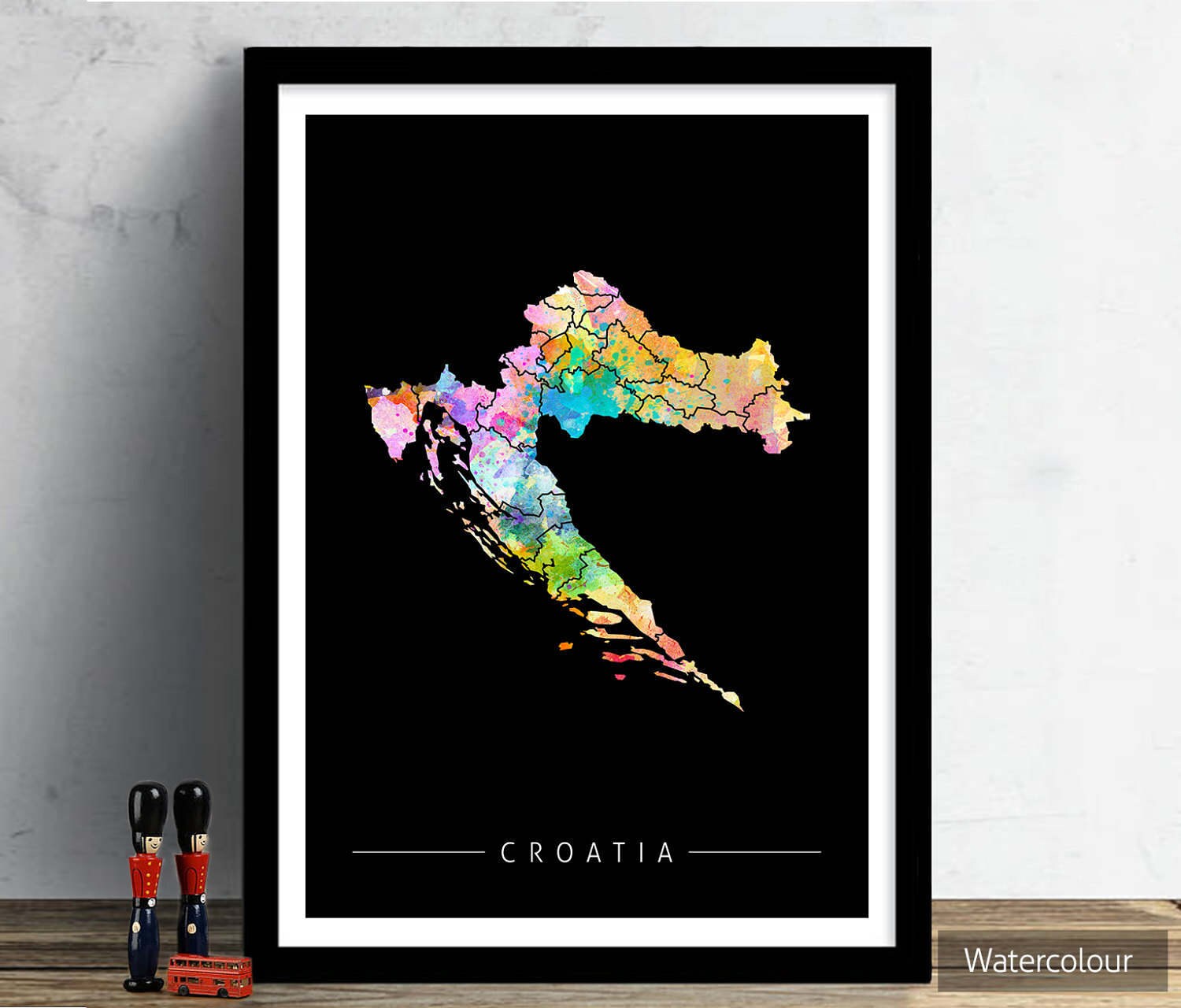 Croatia Map - Country Map of Croatia - Art Print Watercolor ...