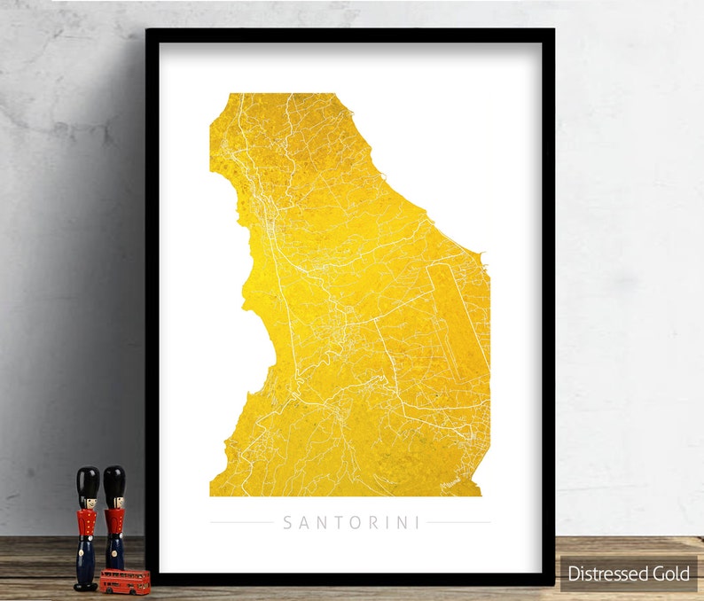 Santorini Map City Street Map Santorini Fira Greece Art - Etsy