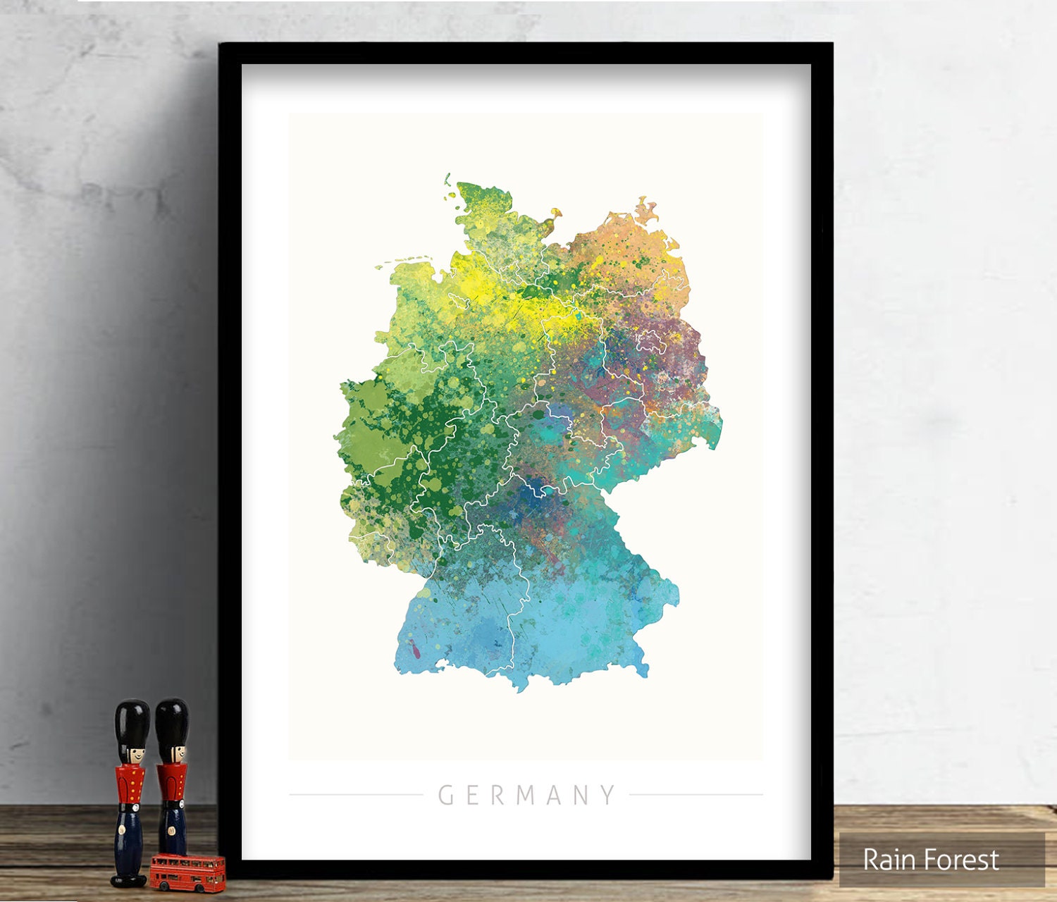 Germany Map - Country Map of Germany - Art Print Watercolor ...