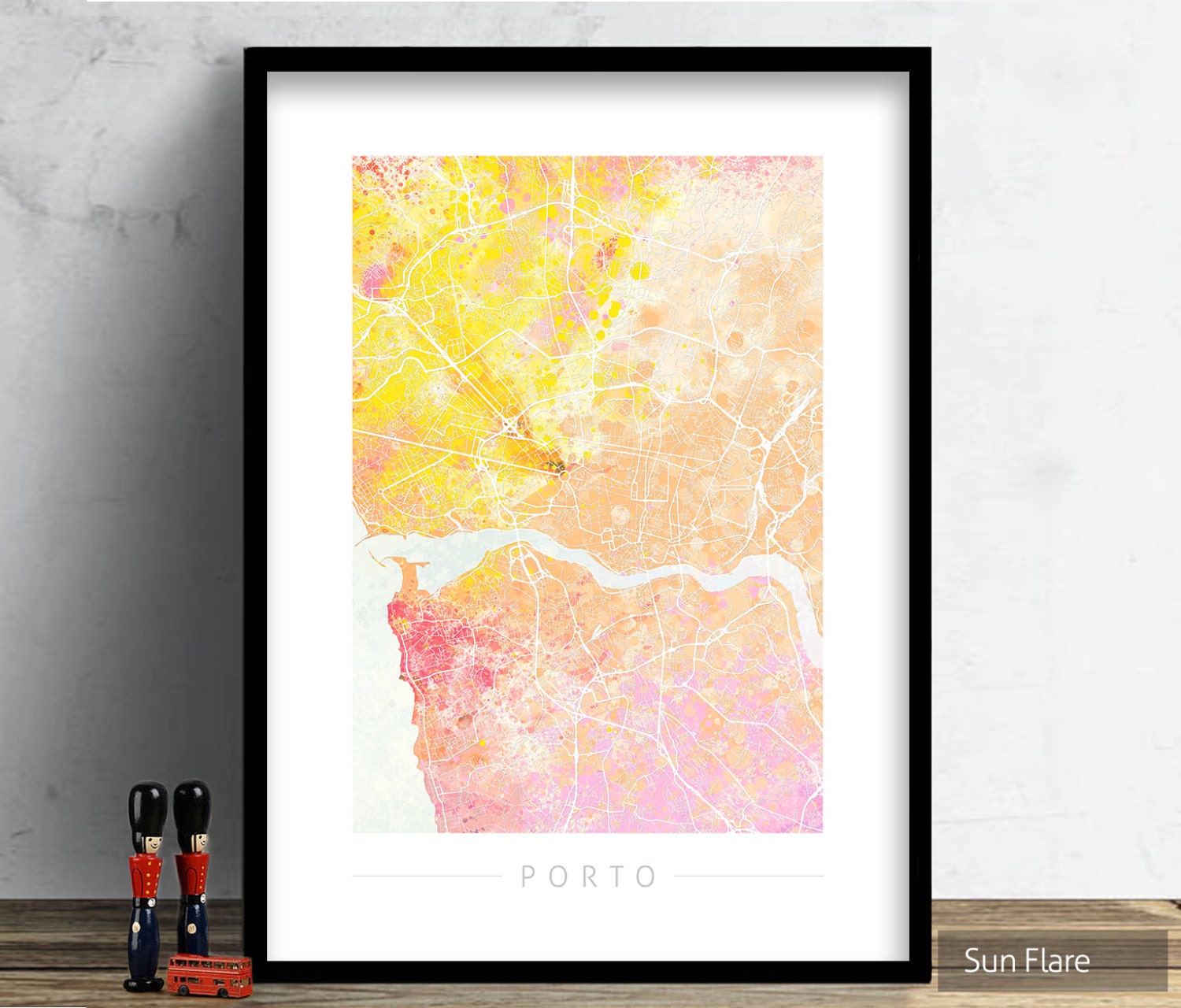 Porto Map - City Street Map of Porto, Portugal - Art Print Watercolor ...