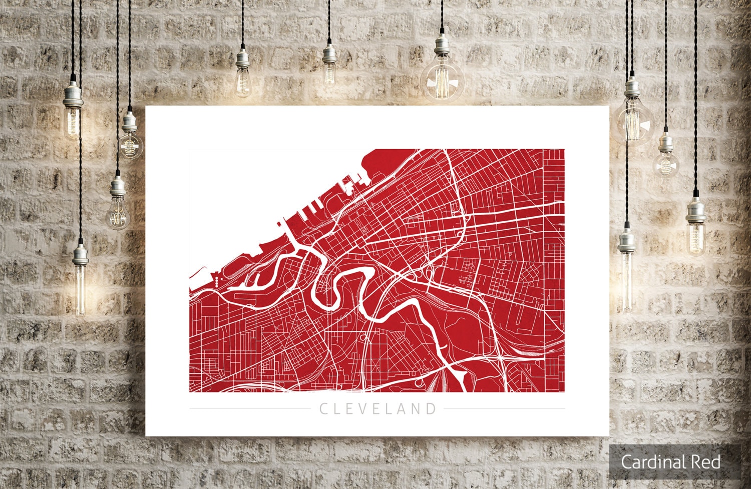 Cleveland Map - City Street Map of Cleveland, Ohio - Art Print ...