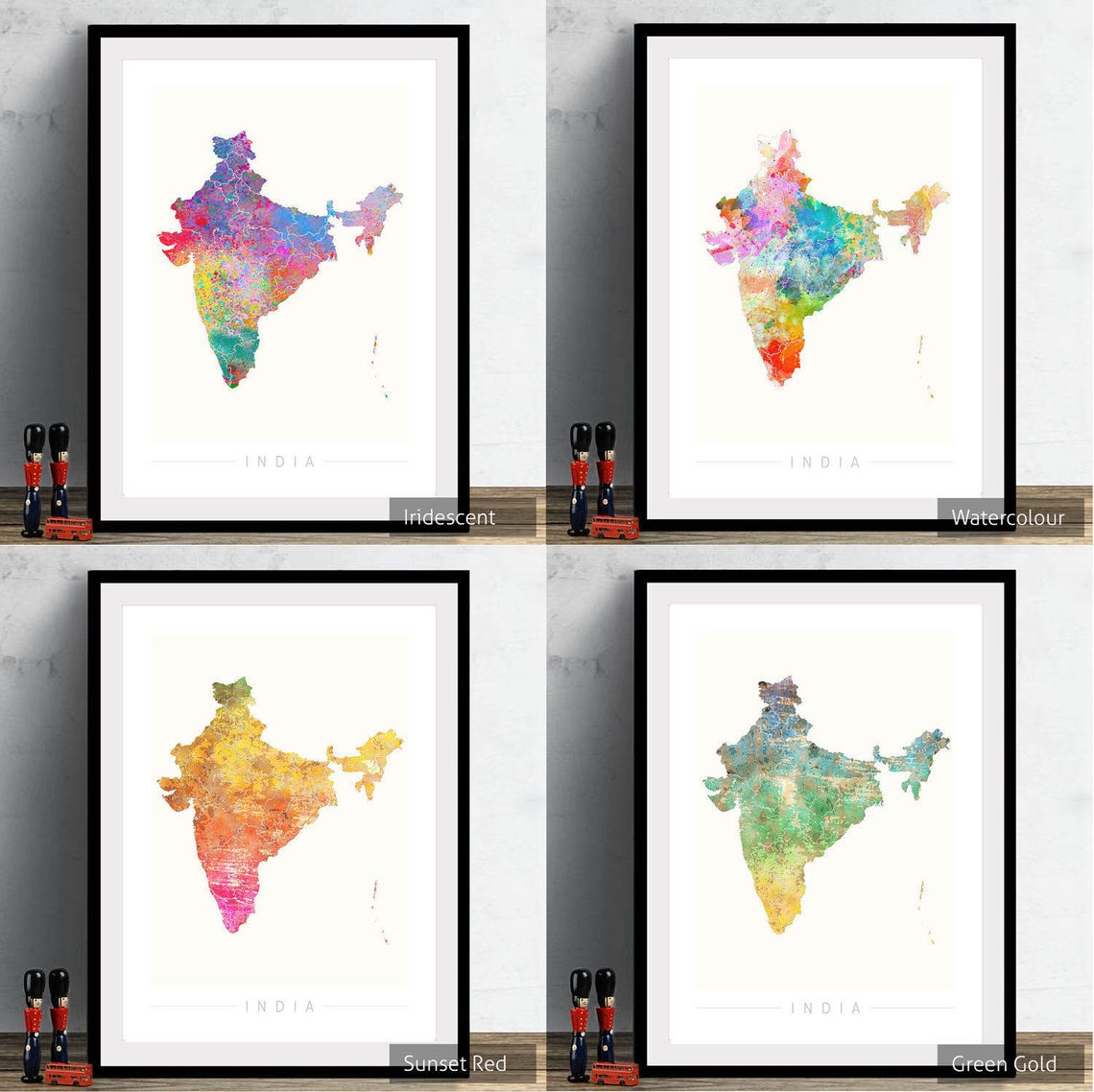 India Map - Country Map of India - Art Print Watercolor Illustration ...