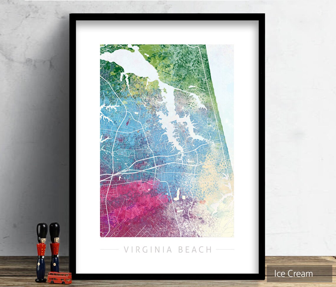 Virginia Beach Map City Street Map of Virginia Beach | Etsy