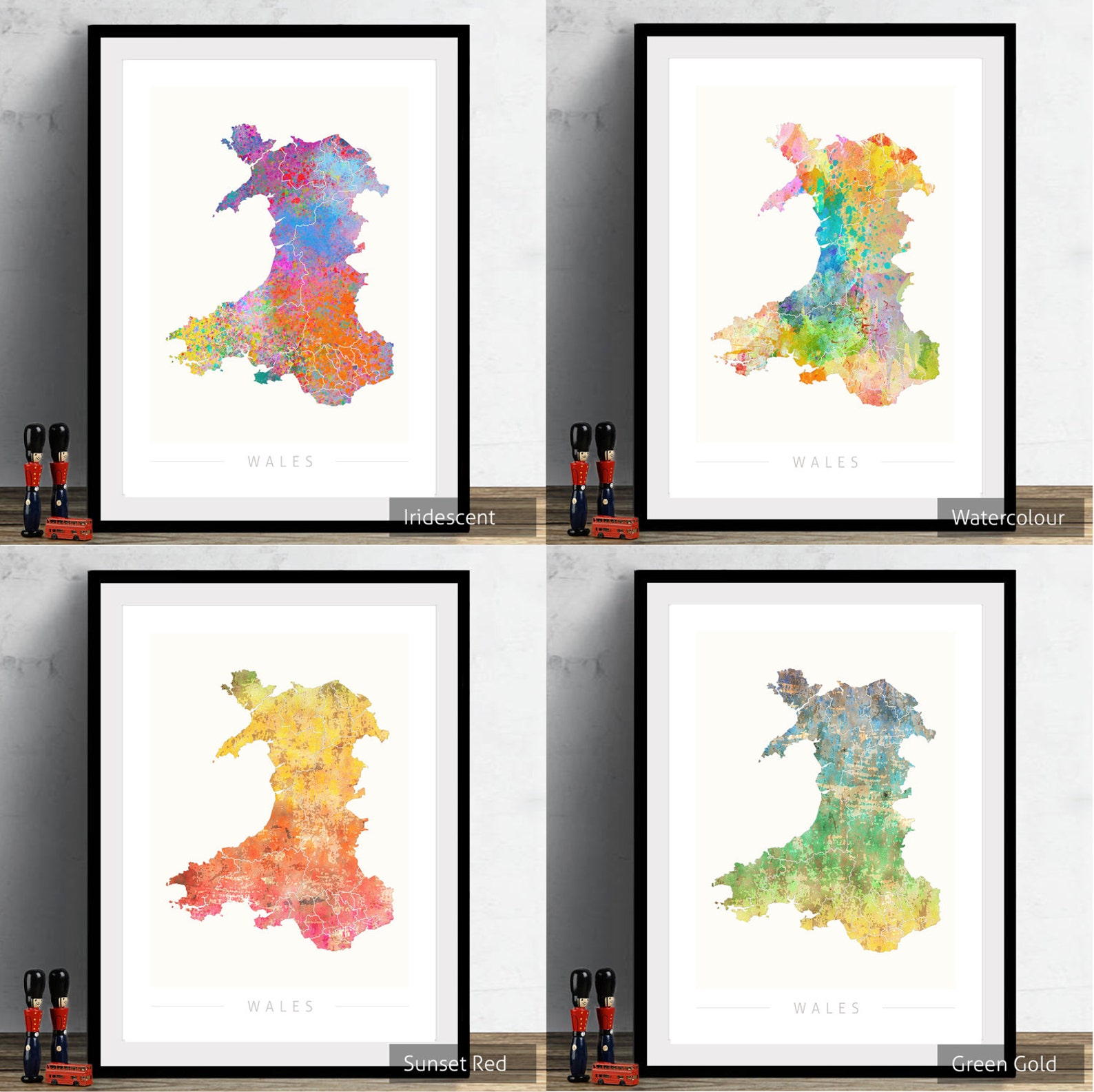 Wales Map Country Map of Wales Art Print Watercolor | Etsy UK