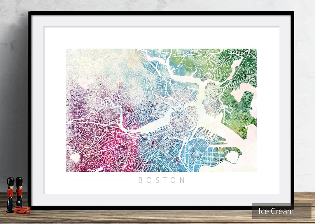Boston Map - City Street Map of Boston, Massachusetts - Art Print ...