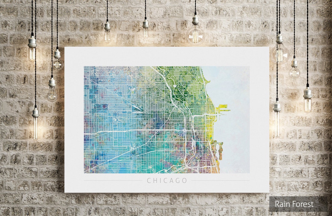 Chicago Map - City Street Map of Chicago Illinois - Art Print ...