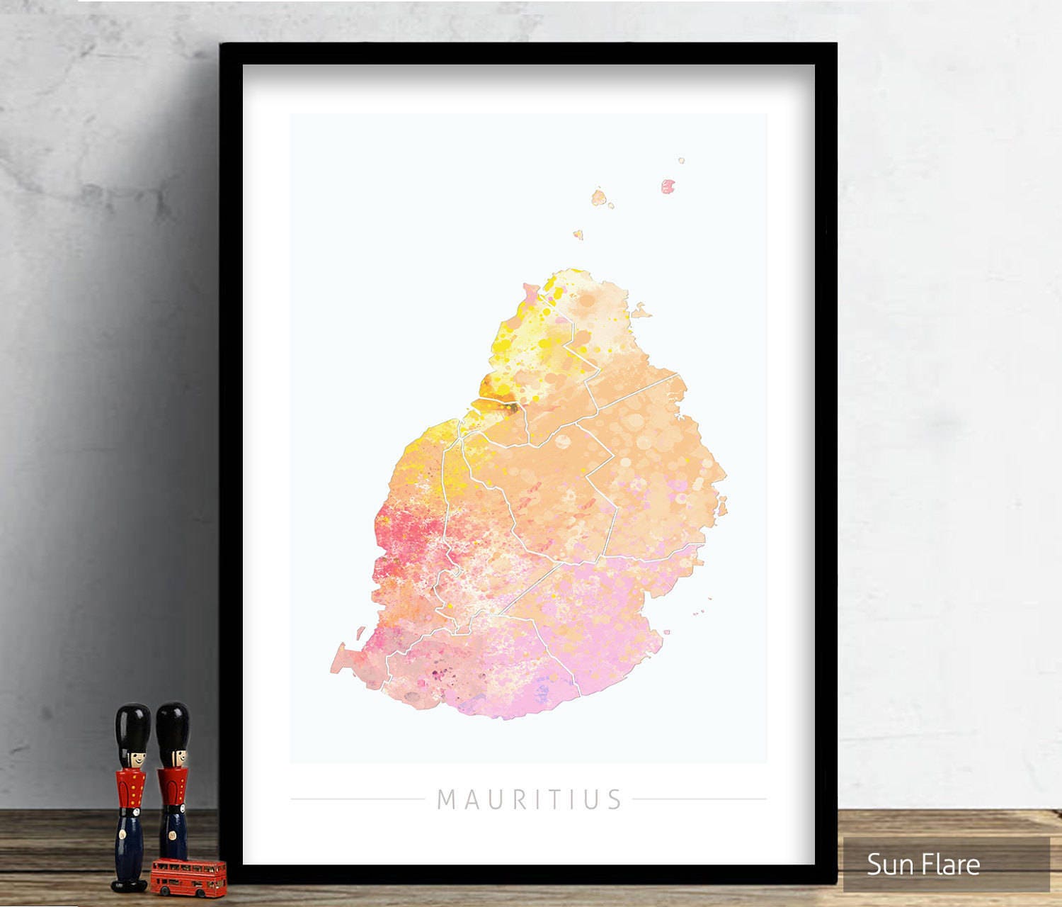 Mauritius Map Island Map of Mauritius Art Print Watercolor | Etsy