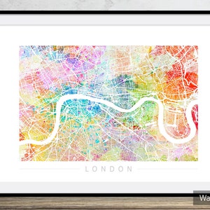 London Map - City Street Map of London England - Art Print Watercolor ...