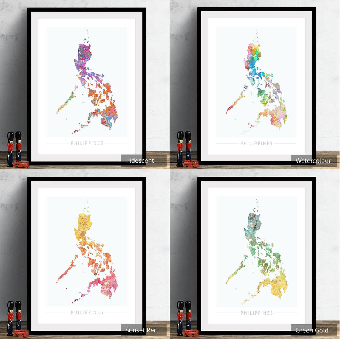 Philippines Map - Country Map of the Philippines - Art Print Watercolor ...