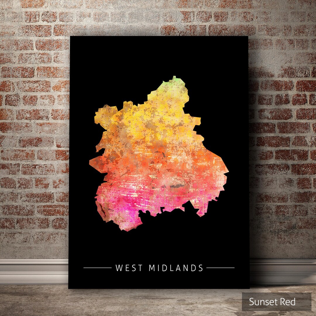West Midlands Map County Map of West Midlands England Art - Etsy Portugal