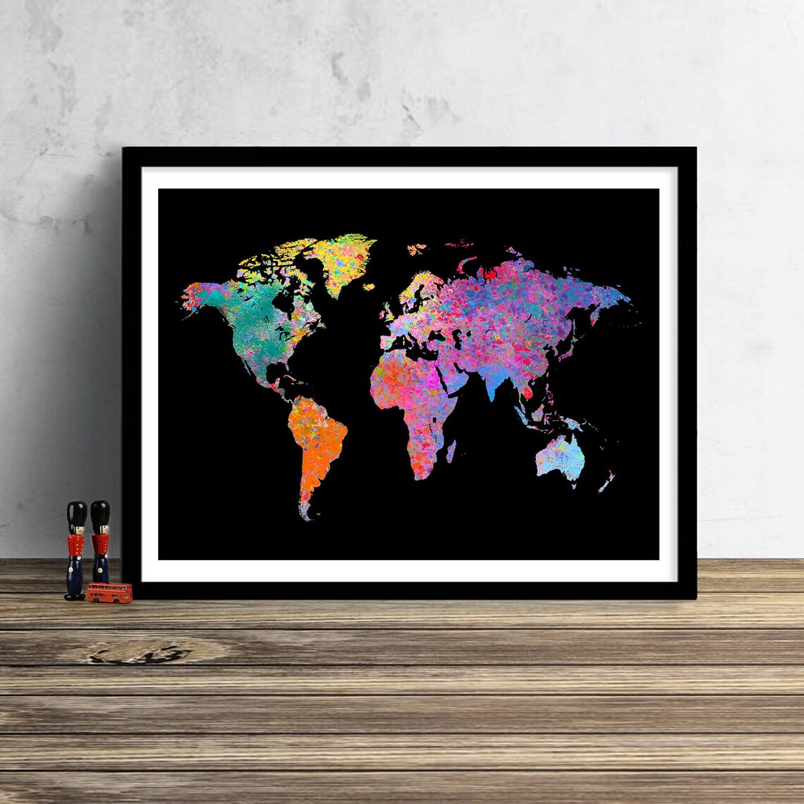 World Map Watercolor Illustration Art Print Large Map Print - Etsy