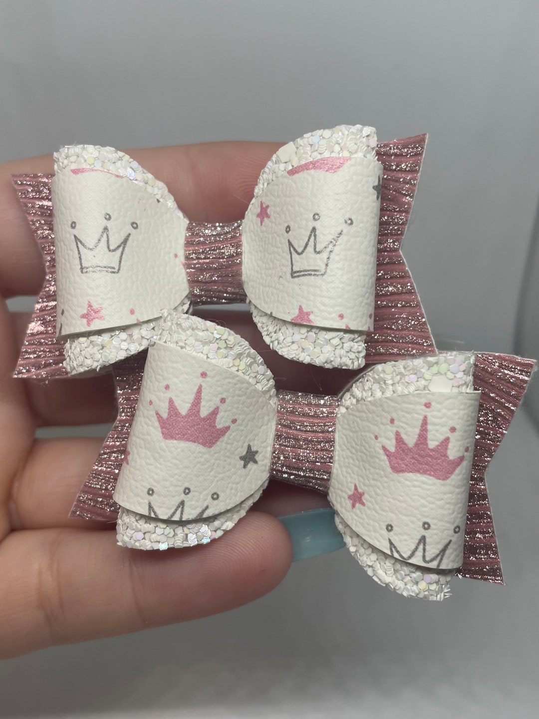 Pink Princess Crown Bows - Etsy