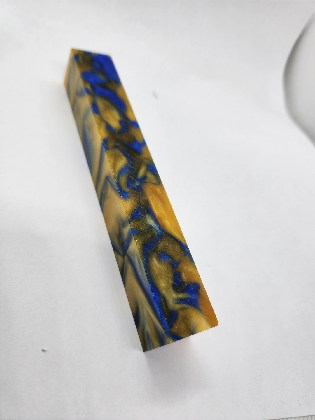 Acrylic Acetate Pen Blank 3/4 X 3/4 X 5 Blue Swirl. Pictures Show All 4 ...